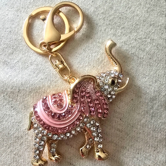 Accessories | Large Whitepink Elephant Bag Charmkeychain New | Poshmark